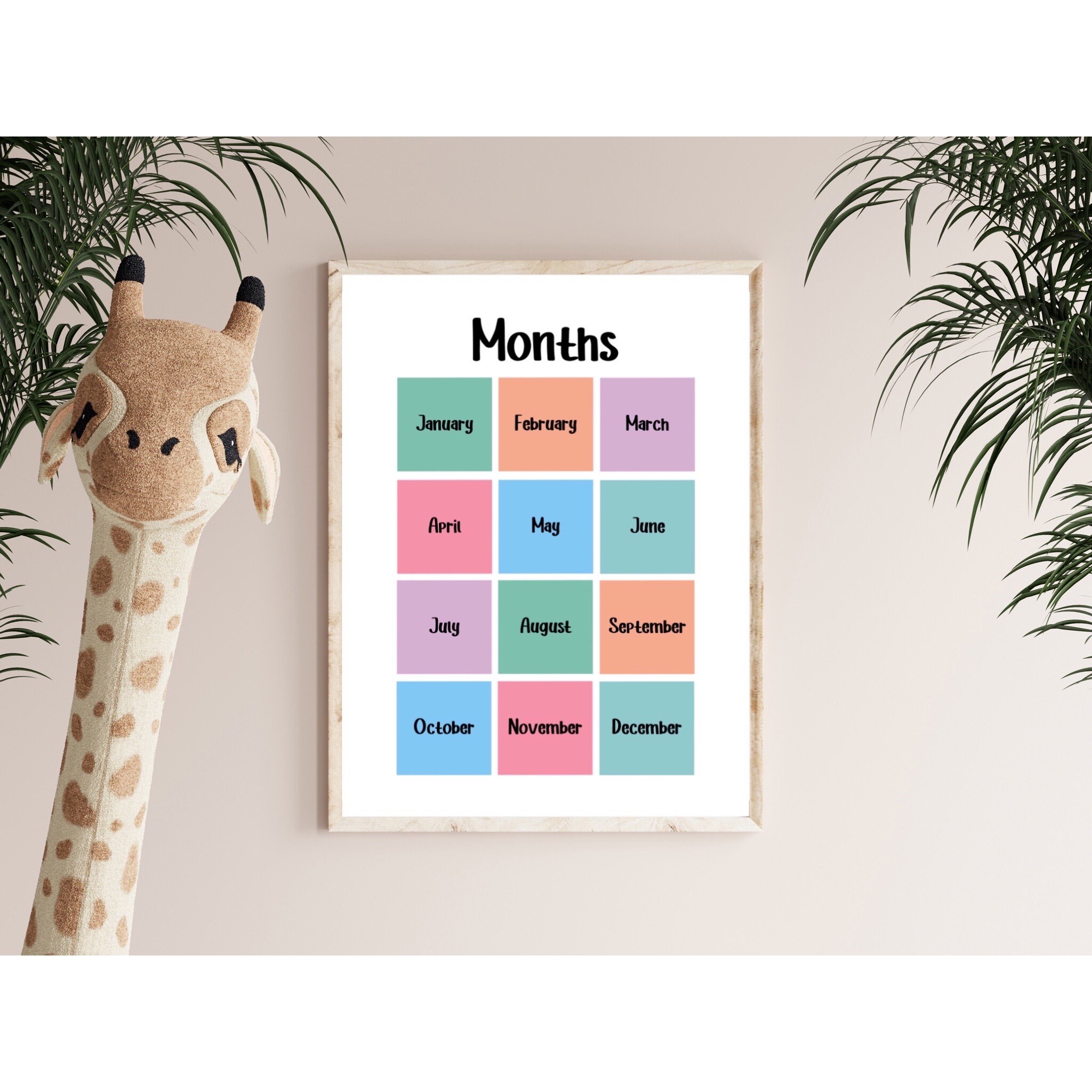 Months Educational Poster, Kids Wall Art, Learning Poster, Classroom ...