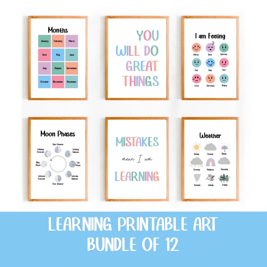 Set of 12 Educational Posters, Classroom Posters, Preschool Classroom ...