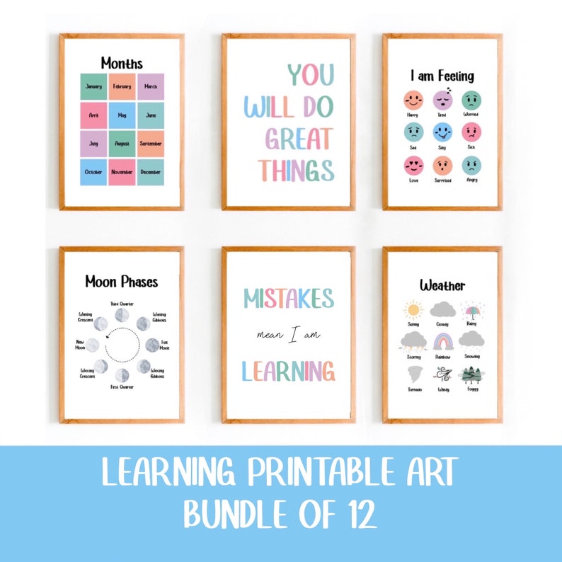 Set of 12 Educational Posters, Classroom Posters, Preschool Classroom ...