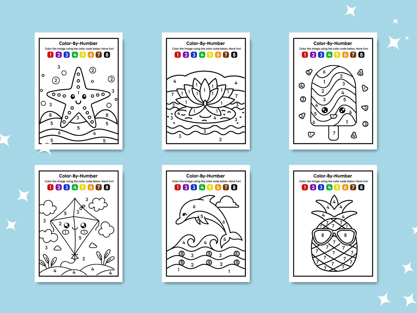 Summer Color by Number Printable | 30 Fun Activity Pages for Pre-k ...