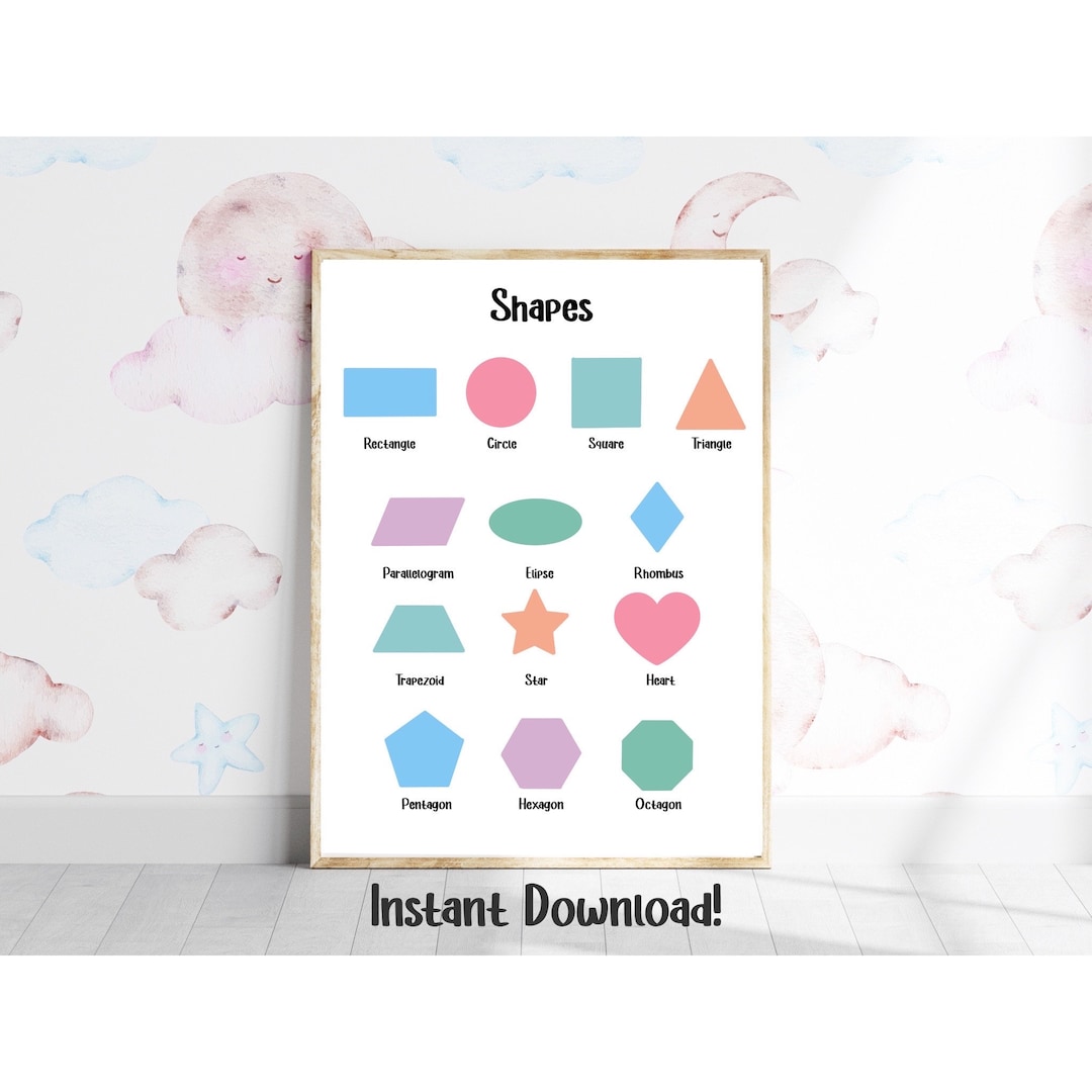 Shapes Poster, Kids Wall Art, Learning Poster, Classroom Decor ...