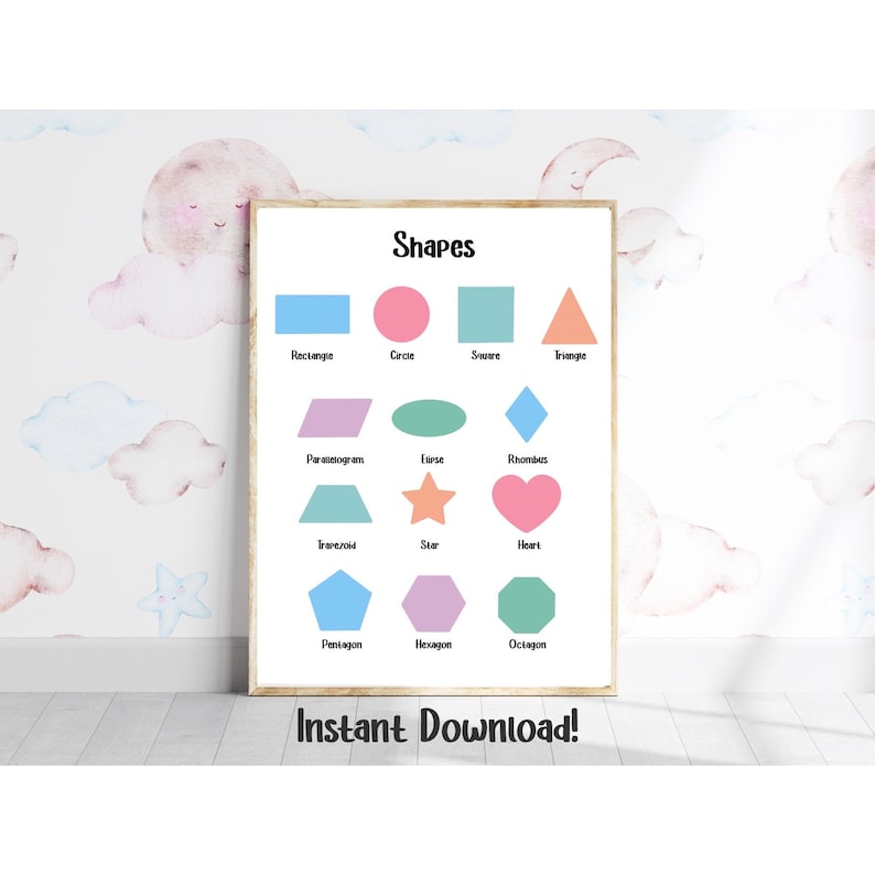 Shapes Poster, Kids Wall Art, Learning Poster, Classroom Decor ...