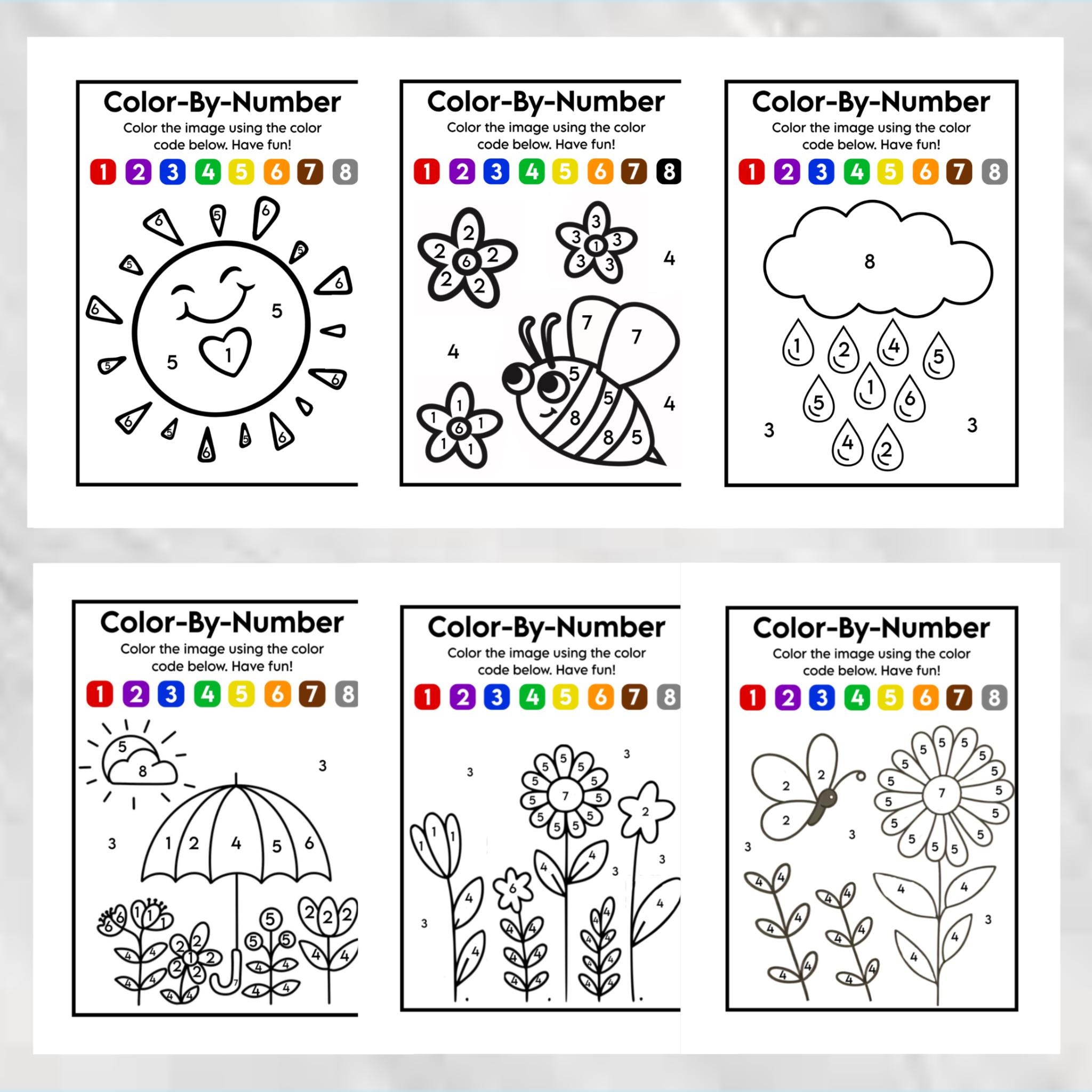 Spring Color by Number Printable | 20 Fun Activity Pages for Pre-k ...
