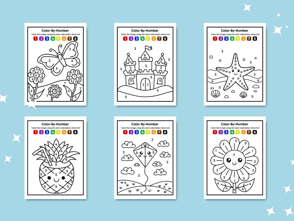 Summer Color by Number Printable | 30 Fun Activity Pages for Pre-k ...