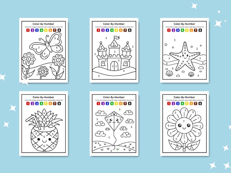Summer Color by Number Printable | 30 Fun Activity Pages for Pre-k ...