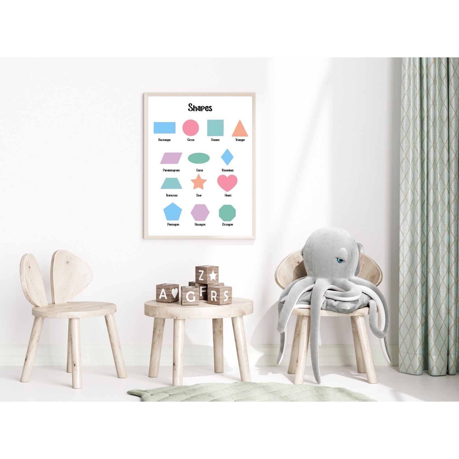 Shapes Poster, Kids Wall Art, Learning Poster, Classroom Decor ...