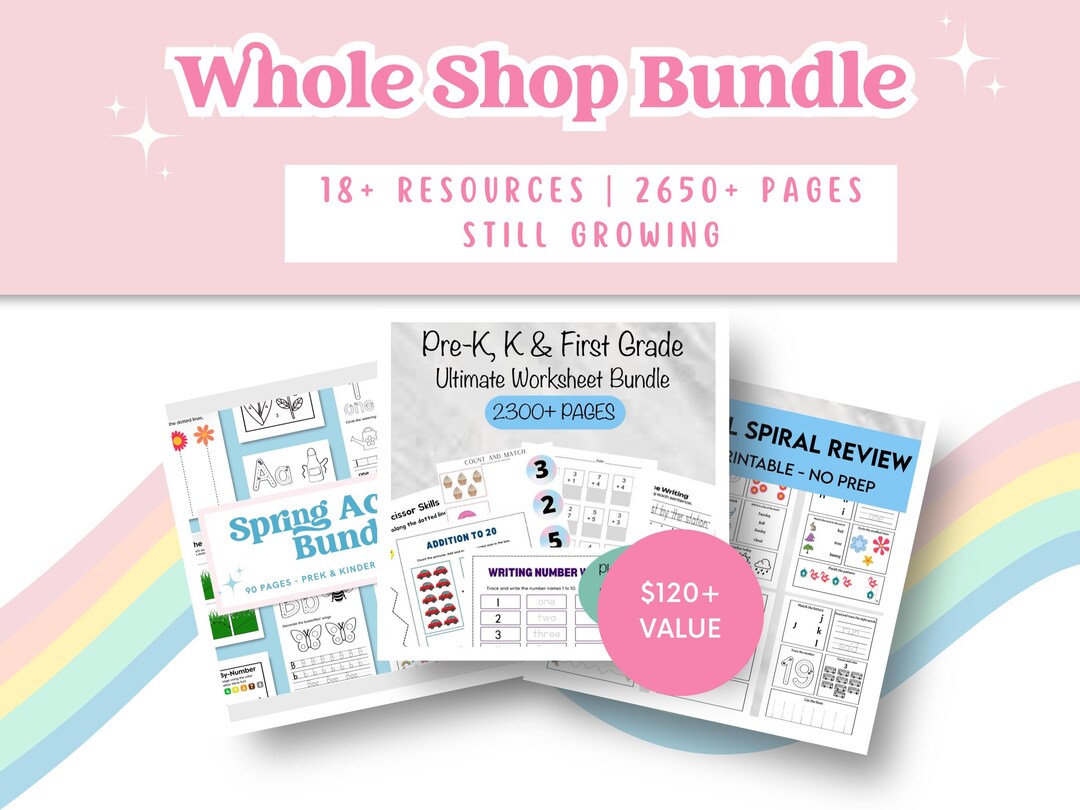 Ultimate Pre-k to 1st Grade Mega Bundle | 2650+ Pages and Growing ...