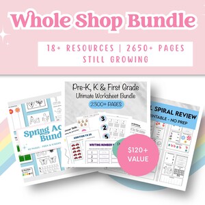 Ultimate Pre-k to 1st Grade Mega Bundle | 2650+ Pages and Growing ...