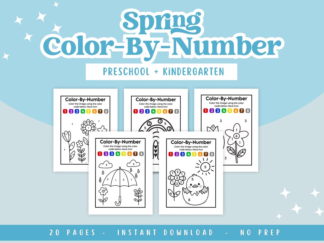 Spring Color by Number Worksheets for Preschool & Kindergarten – 20 ...