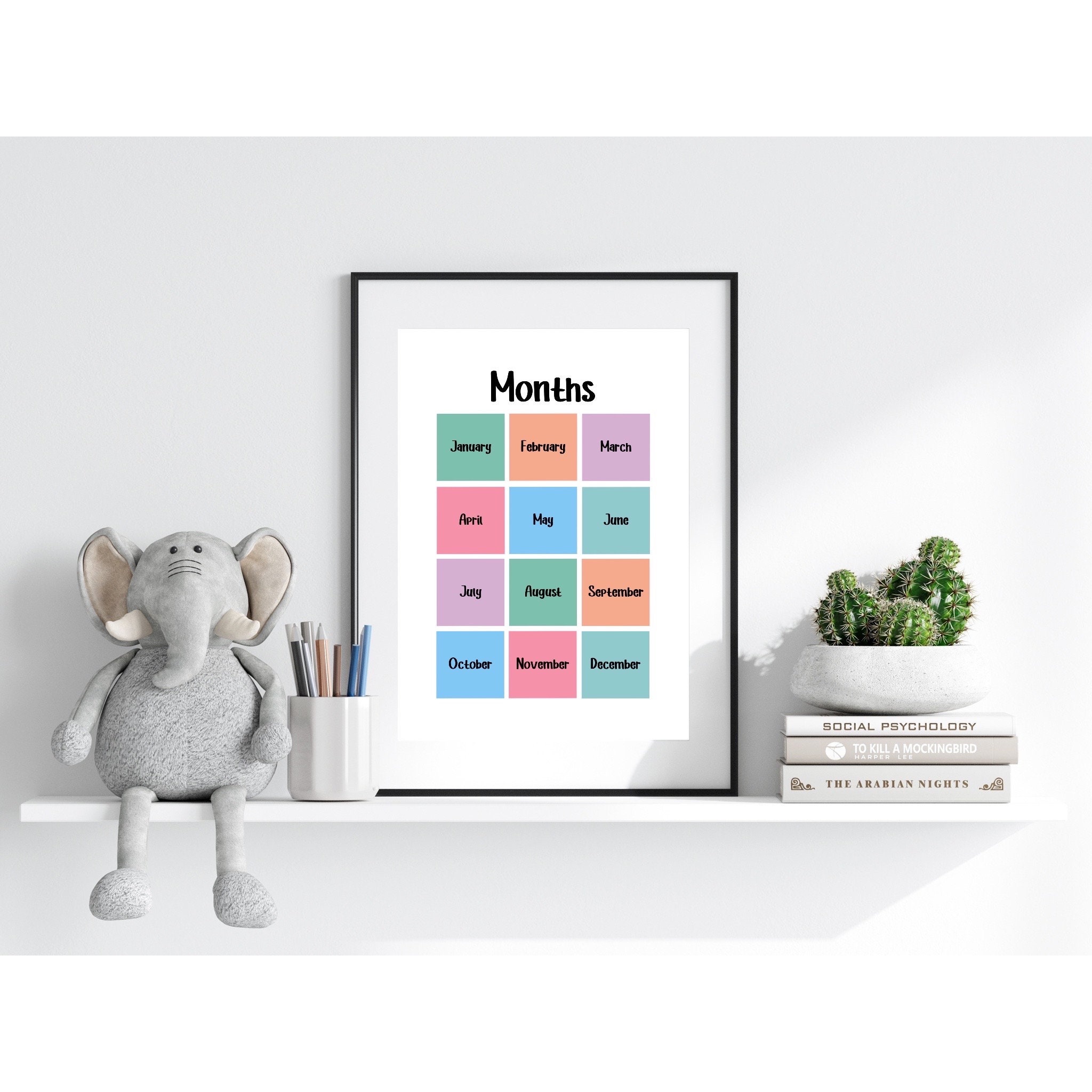 Months Educational Poster, Kids Wall Art, Learning Poster, Classroom ...