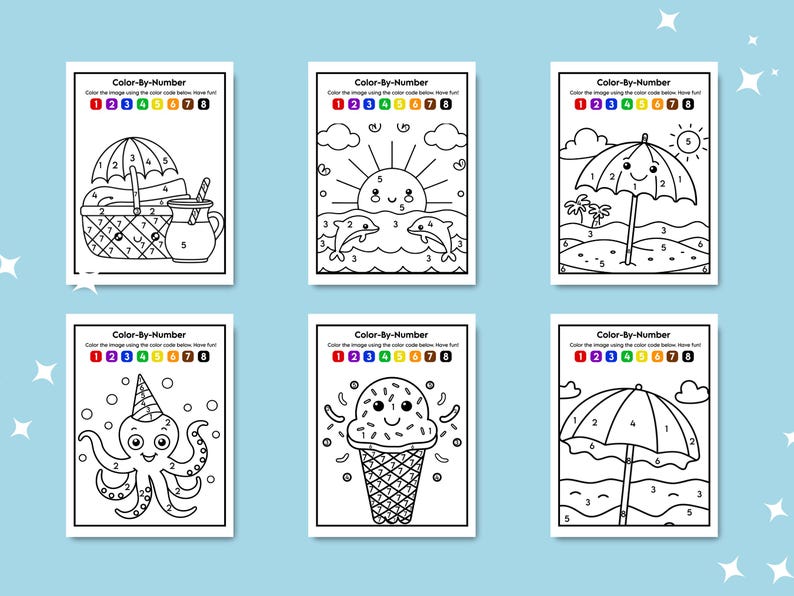Summer Color by Number Printable | 30 Fun Activity Pages for Pre-k ...