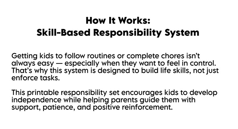 Kids Responsibility Chart Printable | Life Skills Tracker System ...