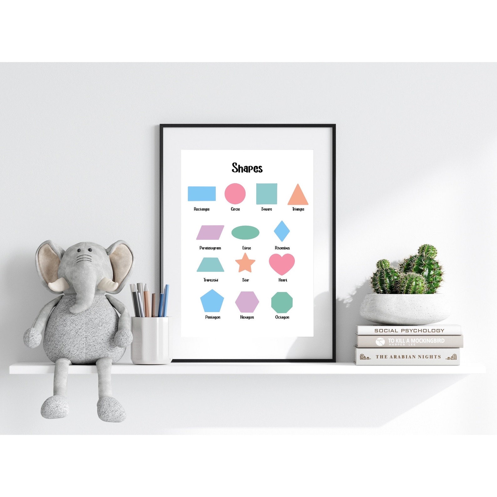 Shapes Poster, Kids Wall Art, Learning Poster, Classroom Decor ...