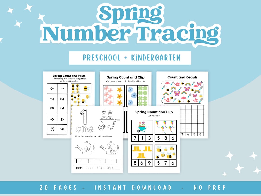 Spring Number Tracing Worksheets for Preschool and Kindergarten ...