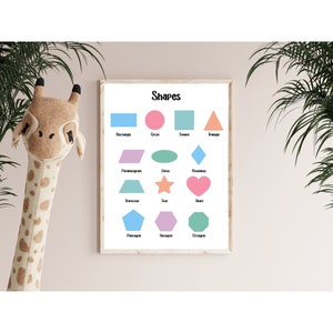Shapes Poster, Kids Wall Art, Learning Poster, Classroom Decor ...