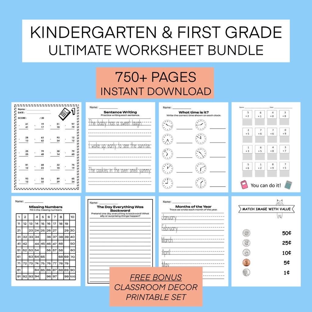 1st Grade Kindergarten Math Grade 1 Worksheets - 1st Grade Summer Work ...