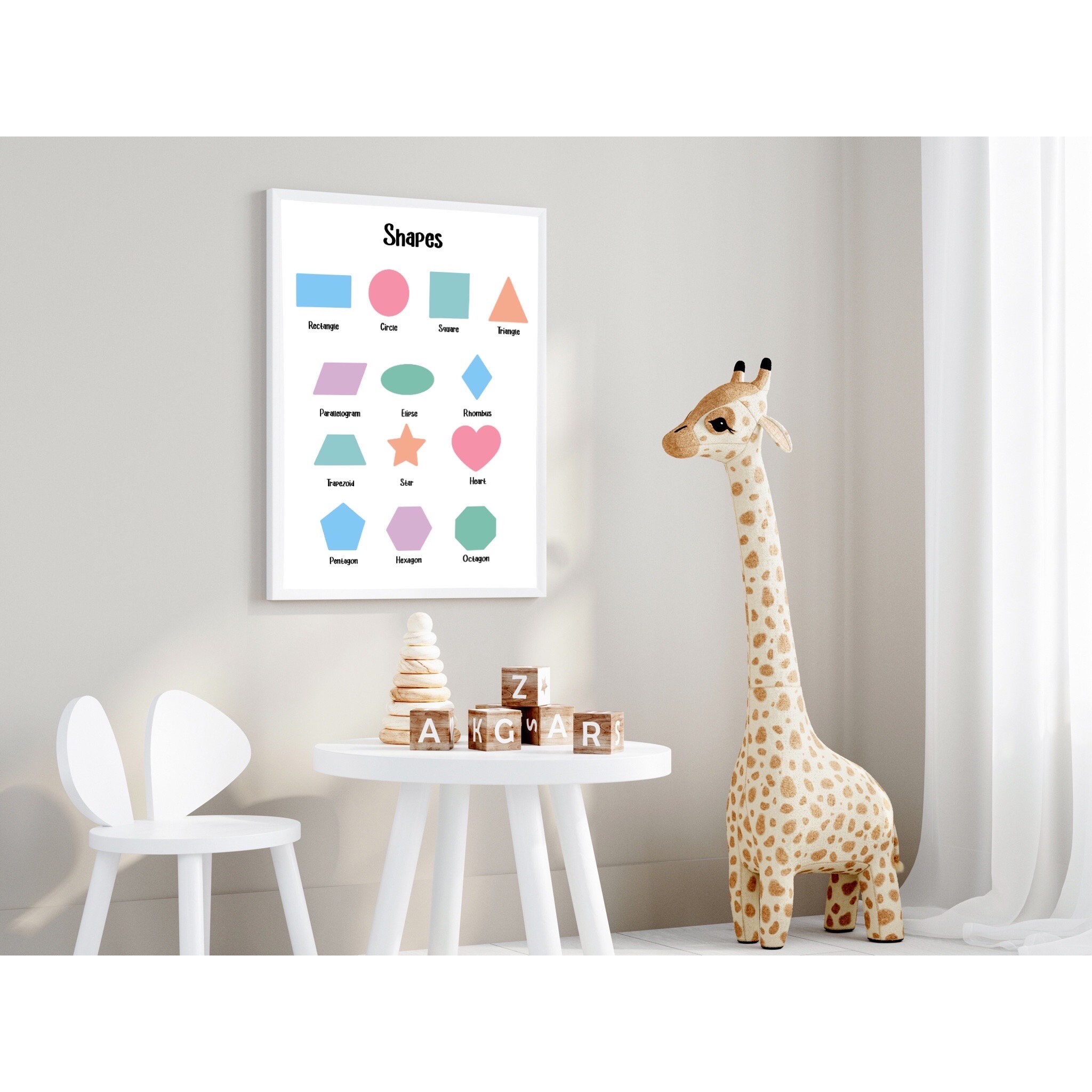 Shapes Poster, Kids Wall Art, Learning Poster, Classroom Decor ...