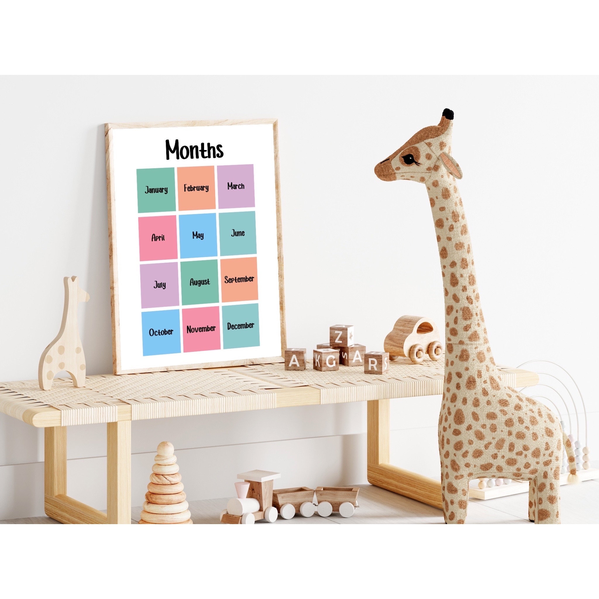 Months Educational Poster, Kids Wall Art, Learning Poster, Classroom ...