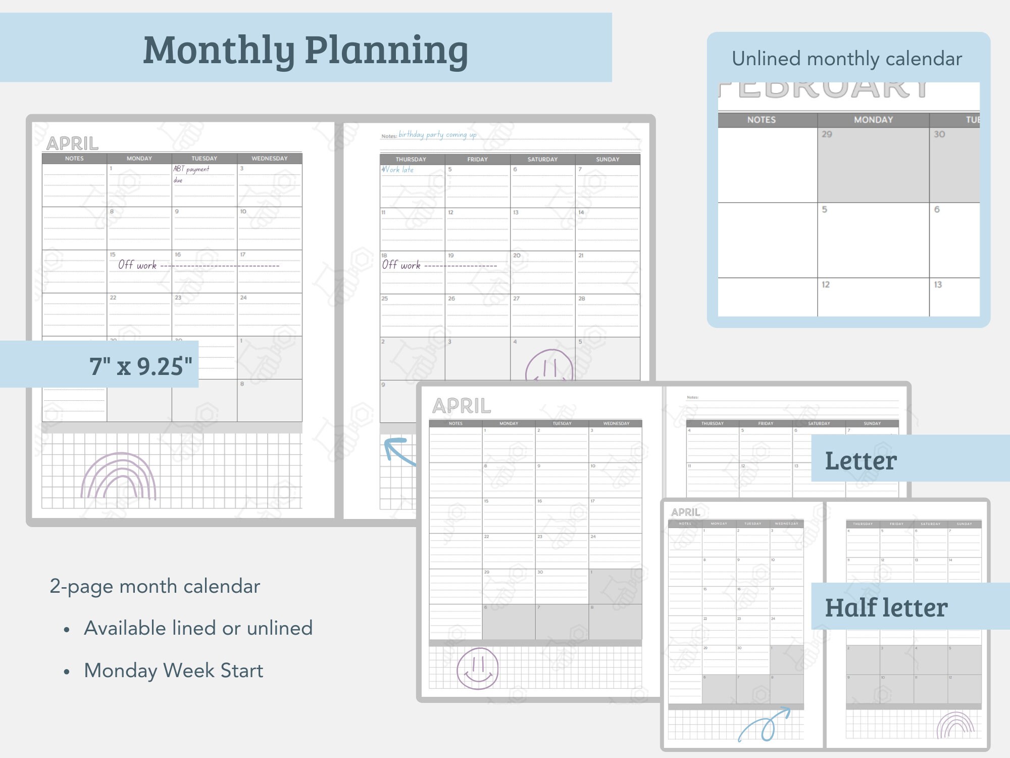 Printable Planner Vertical Layout 2024 Weekly/monthly Planner - Etsy