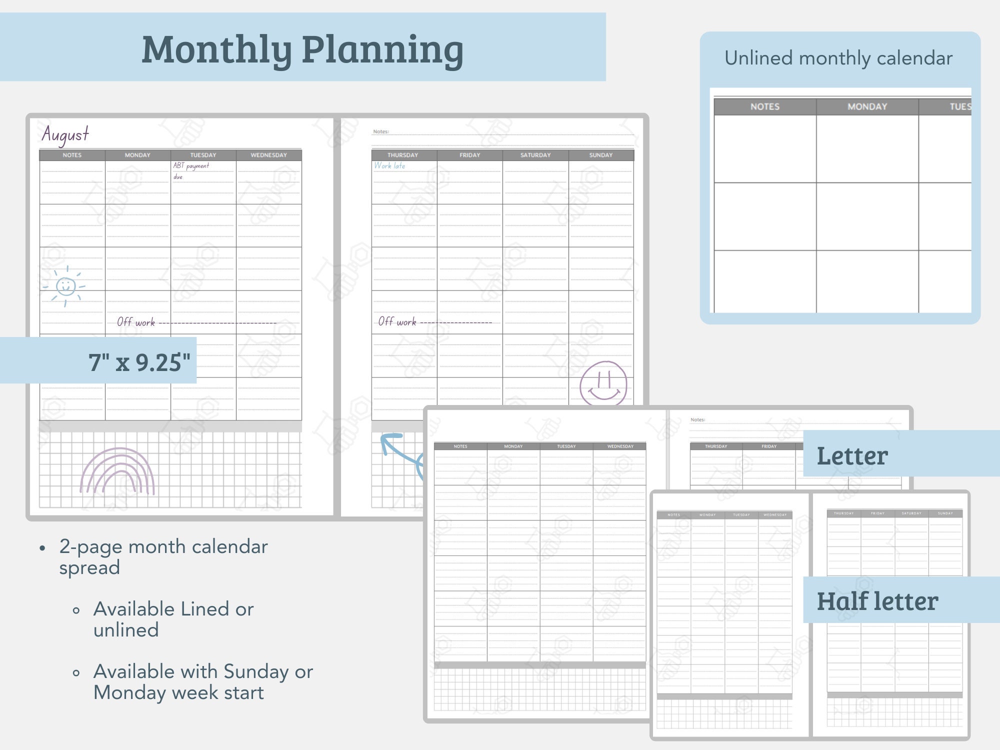 Printable Planner Dashboard Layout Weekly/monthly Planner Undated - Etsy