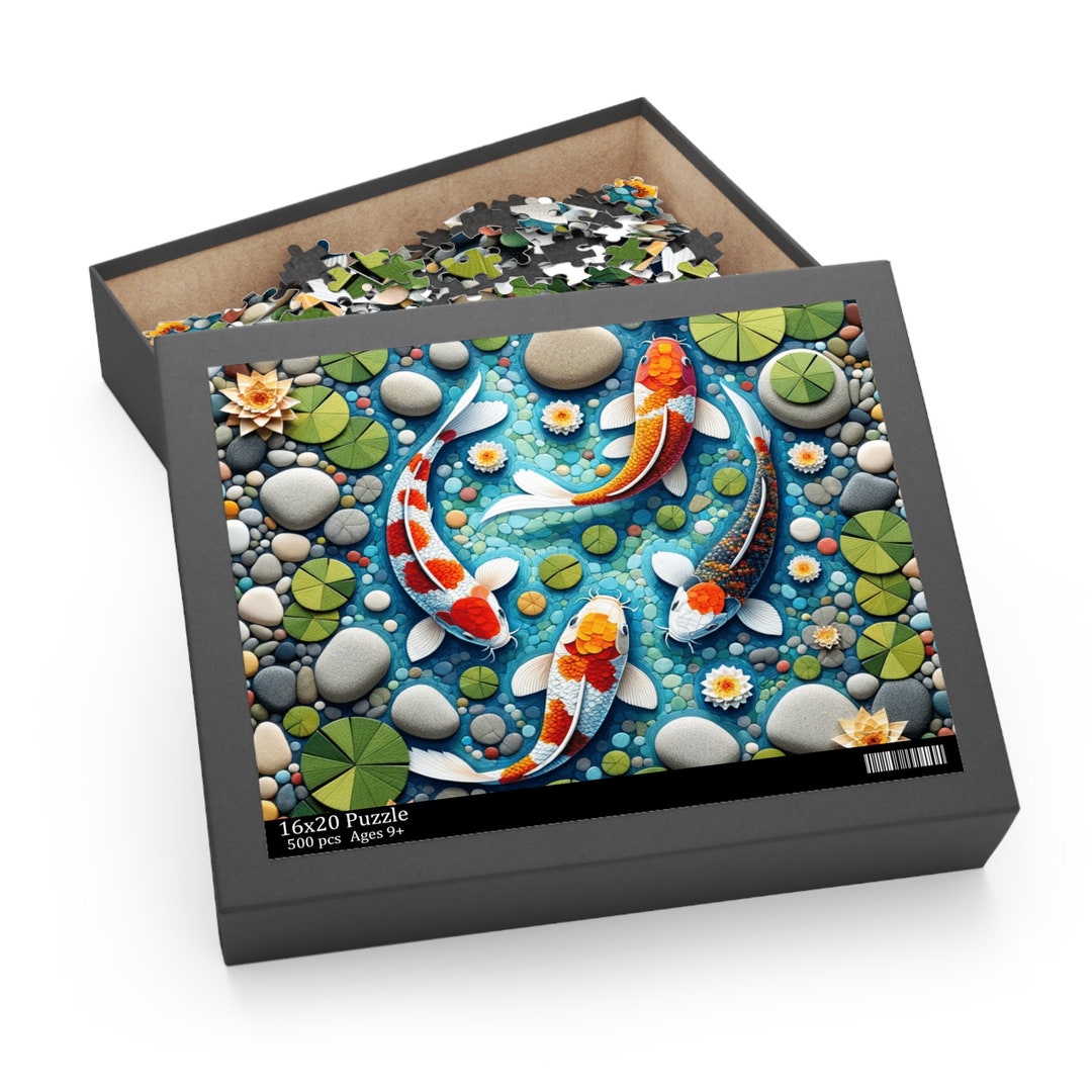 Tranquil Waters: Mosaic Koi Pond Jigsaw Puzzle 120, 252, 500-piece - Etsy