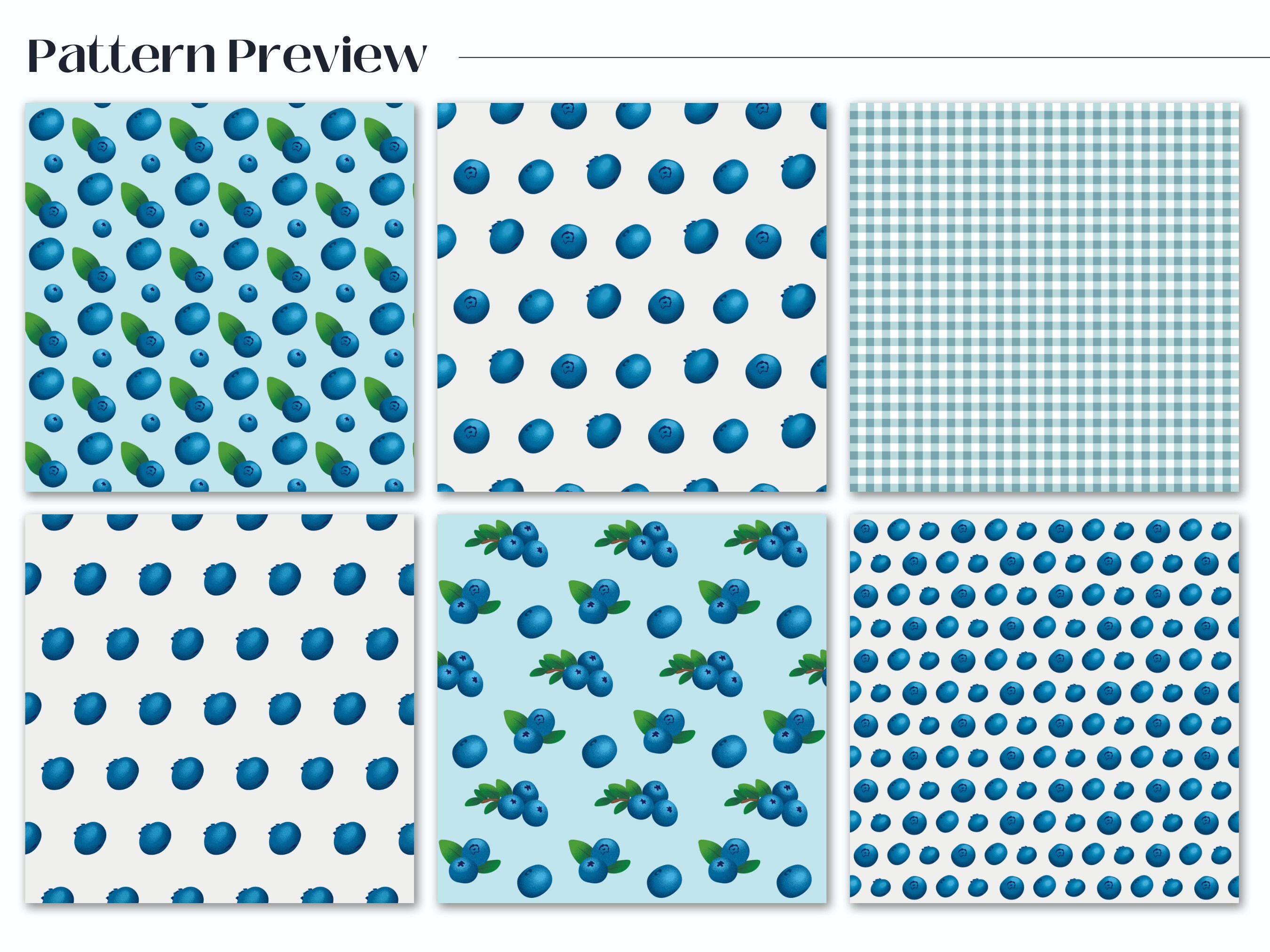 Picnic Blueberries Seamless Digital Repeat Pattern, Blueberry Digital ...