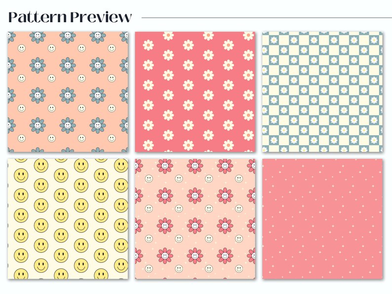 Groovy Retro Daisy Flower Digital Seamless Repeat Pattern, Colorful ...