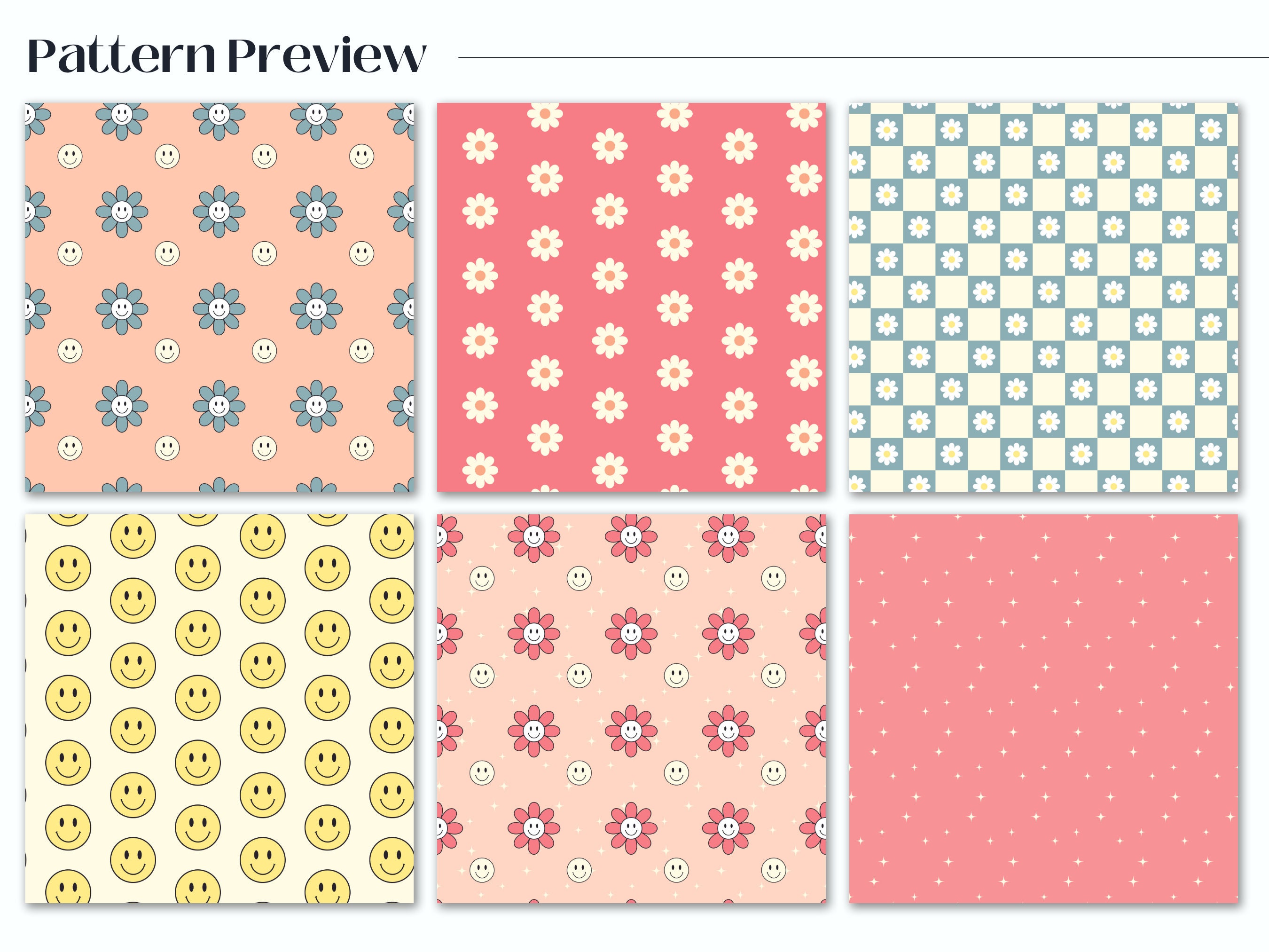 Groovy Retro Daisy Flower Digital Seamless Repeat Pattern, Colorful ...