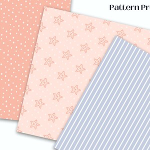 Shells on the Beach Seamless Digital Repeat Pattern, Starfish and Clam ...