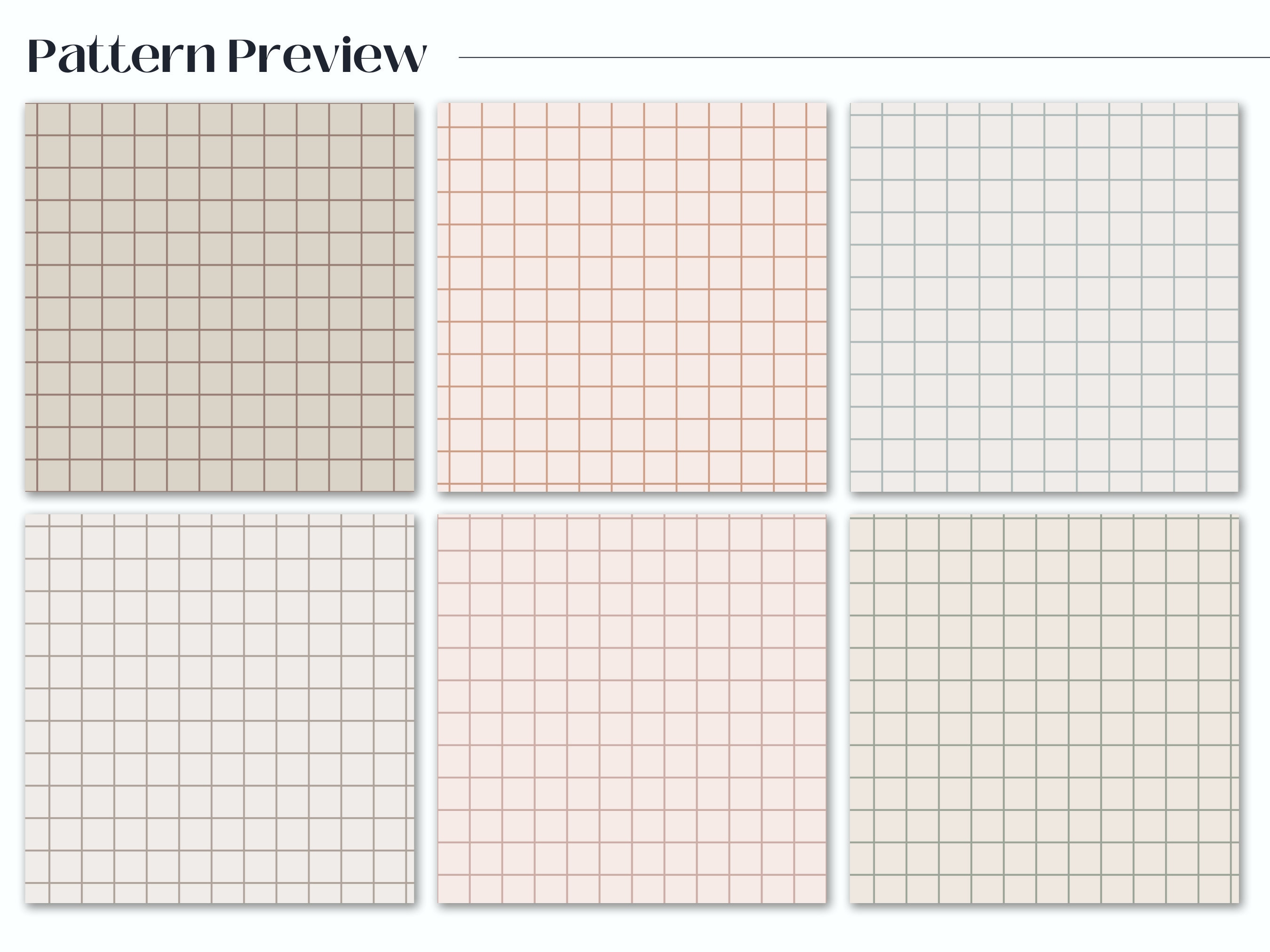 Neutral Grid Digital Repeat Seamless Patterns, Set of 12, Free ...