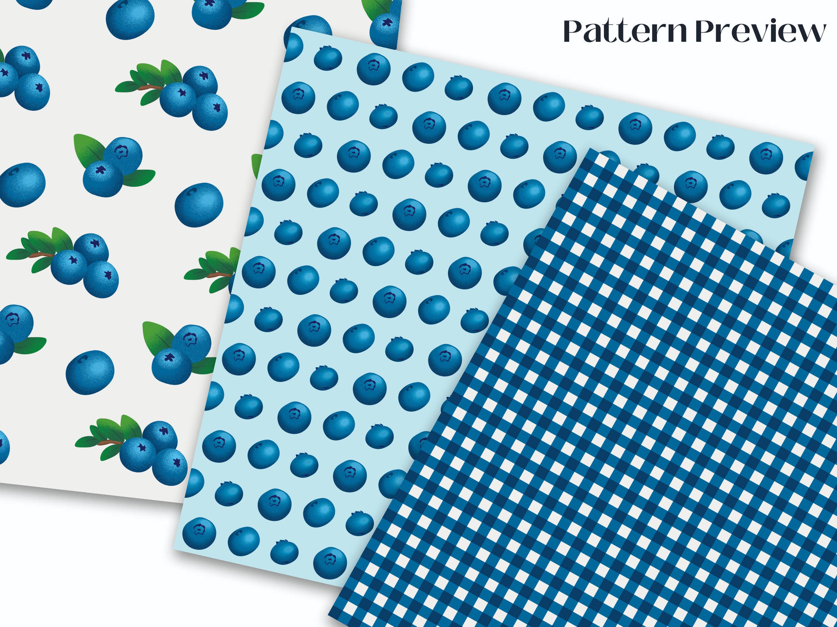 Picnic Blueberries Seamless Digital Repeat Pattern, Blueberry Digital ...