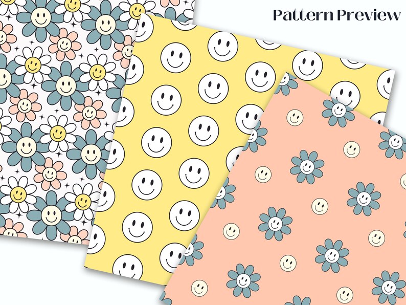 Groovy Retro Daisy Flower Digital Seamless Repeat Pattern, Colorful ...