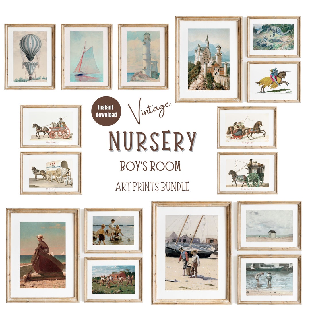 Vintage Boys Bedroom Print Sets Nursery Gallery Wall Boy Room - Etsy