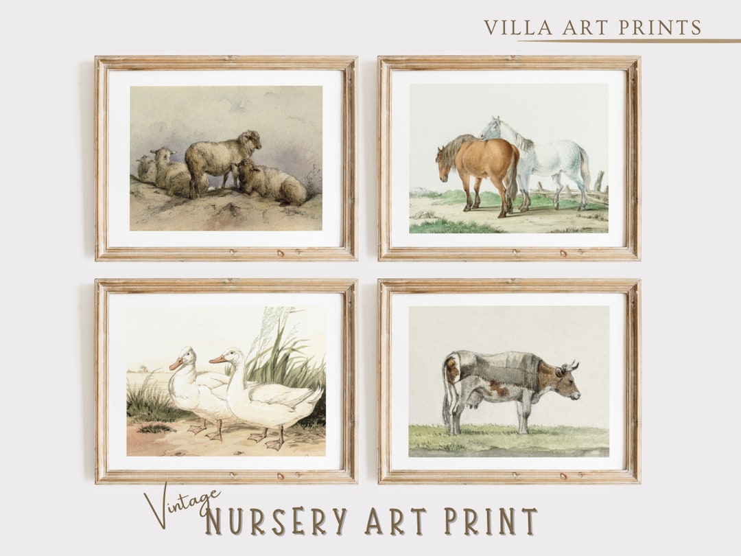 Farmhouse Nursery Décor Vintage Nursery Prints Set Farm Animal Country ...