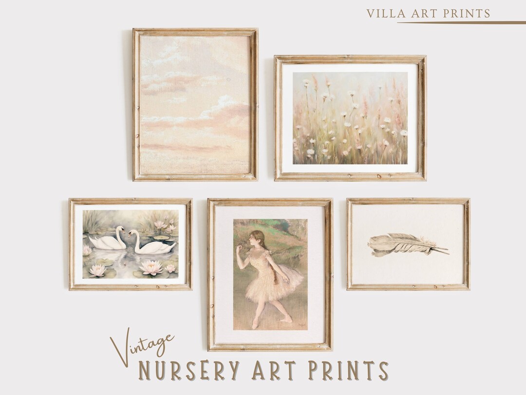 Coquette Prints Pastel Pink Nursery Wall Art Wildflower Nursery Girls ...