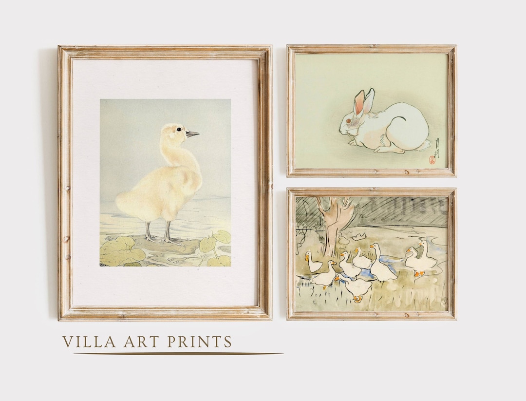 Vintage Nursery Animal Prints, Vintage Bunny Print, Watercolour Nursery ...