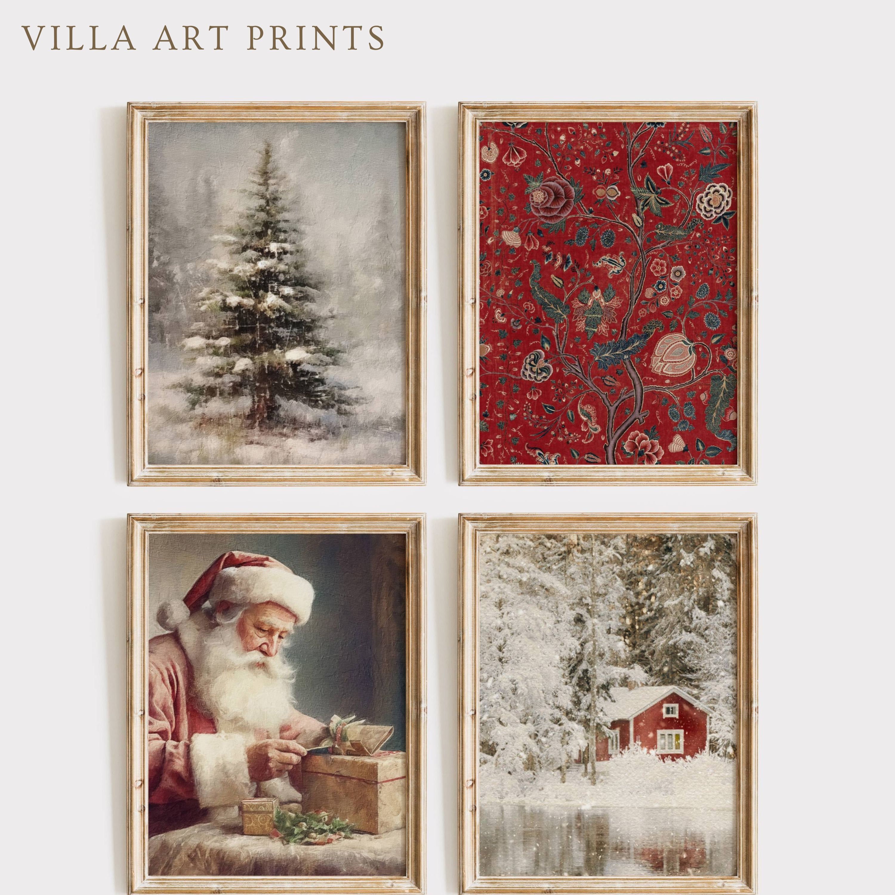 Printable Christmas Wall Art Gallery Set Vintage Christmas Prints Santa ...