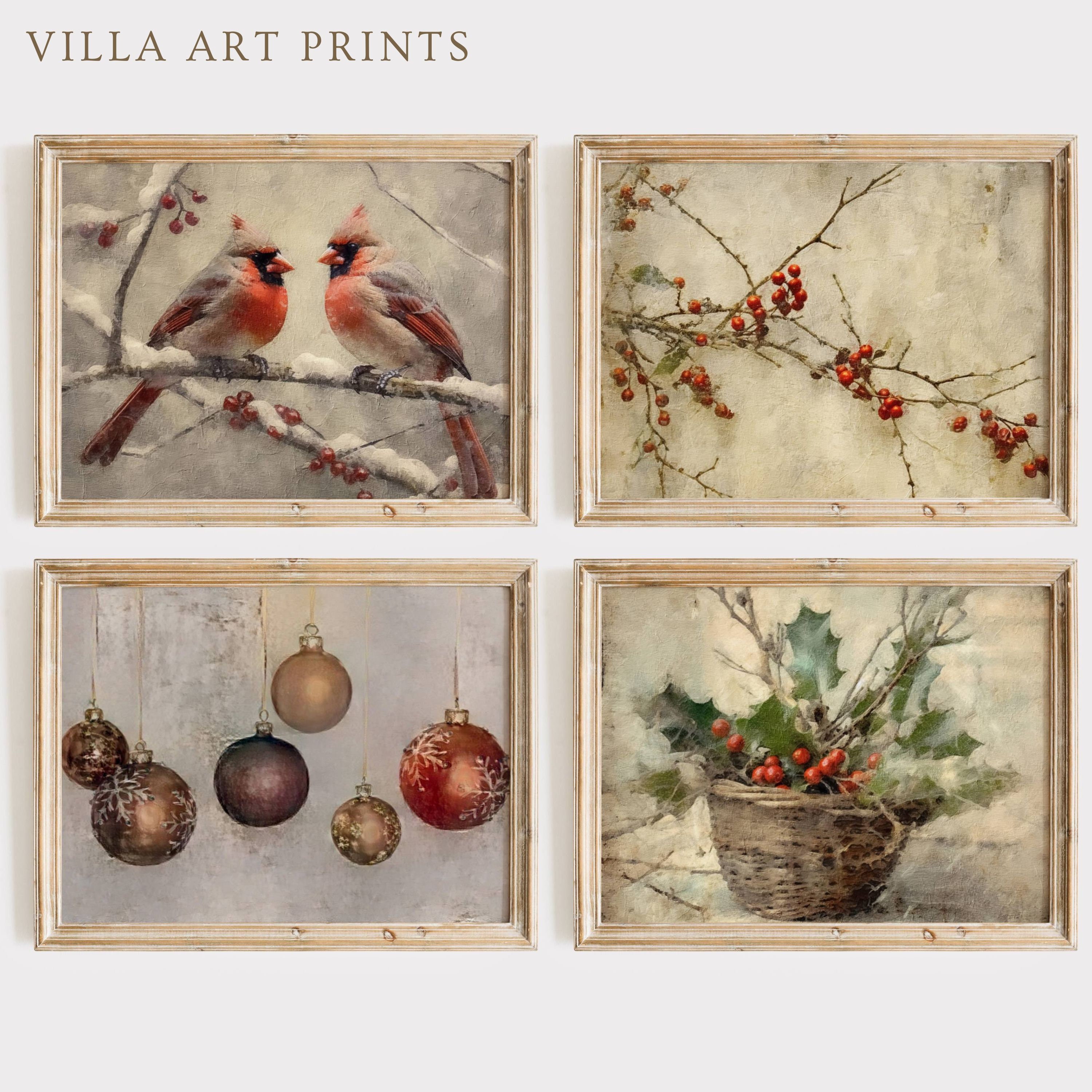 Printable Christmas Wall Art Gallery Set Vintage Christmas Prints Santa ...