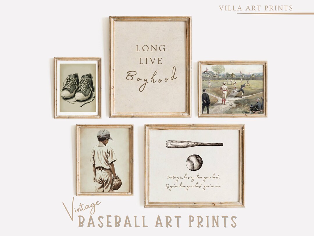 Baseball Print Vintage Boy Room Wall Art Sport Nursery Art Prints ...