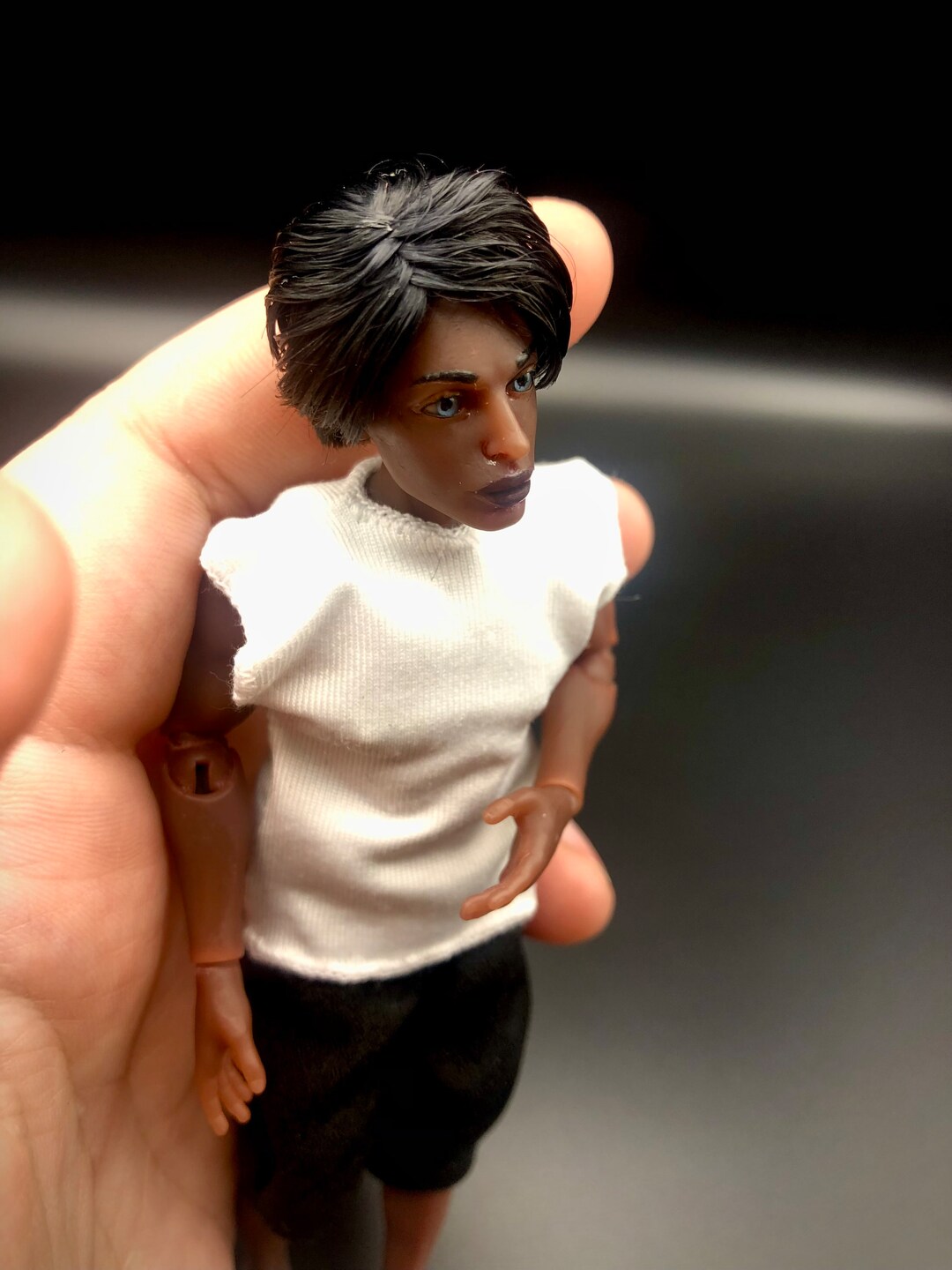 BJD Male Dark Skin Tone With Realistic Eyes, Ball Jointed Doll Boy 1/12 ...