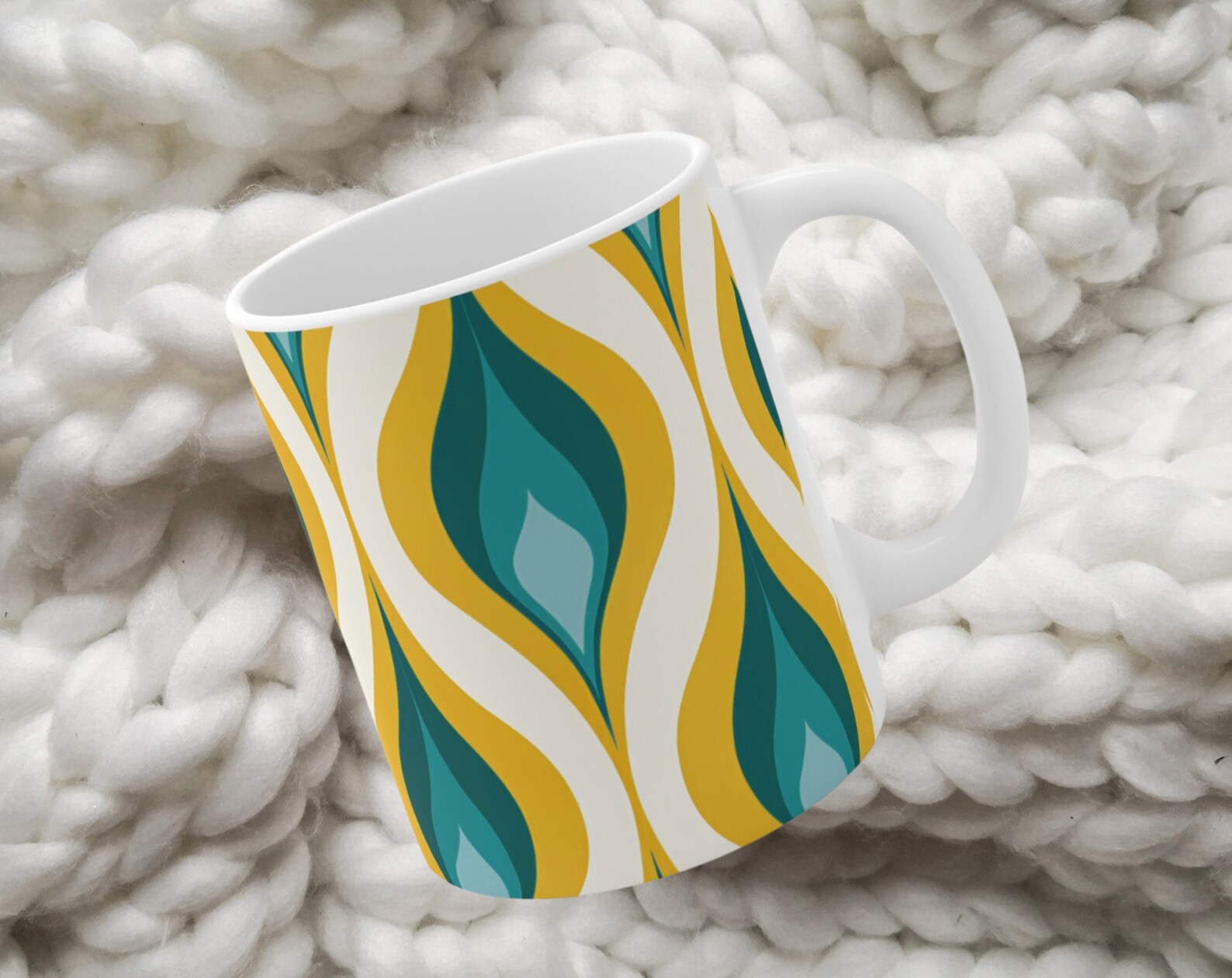 Retro Ceramic Mug, Ogee Pattern, Funky Vintage Teacup - Etsy