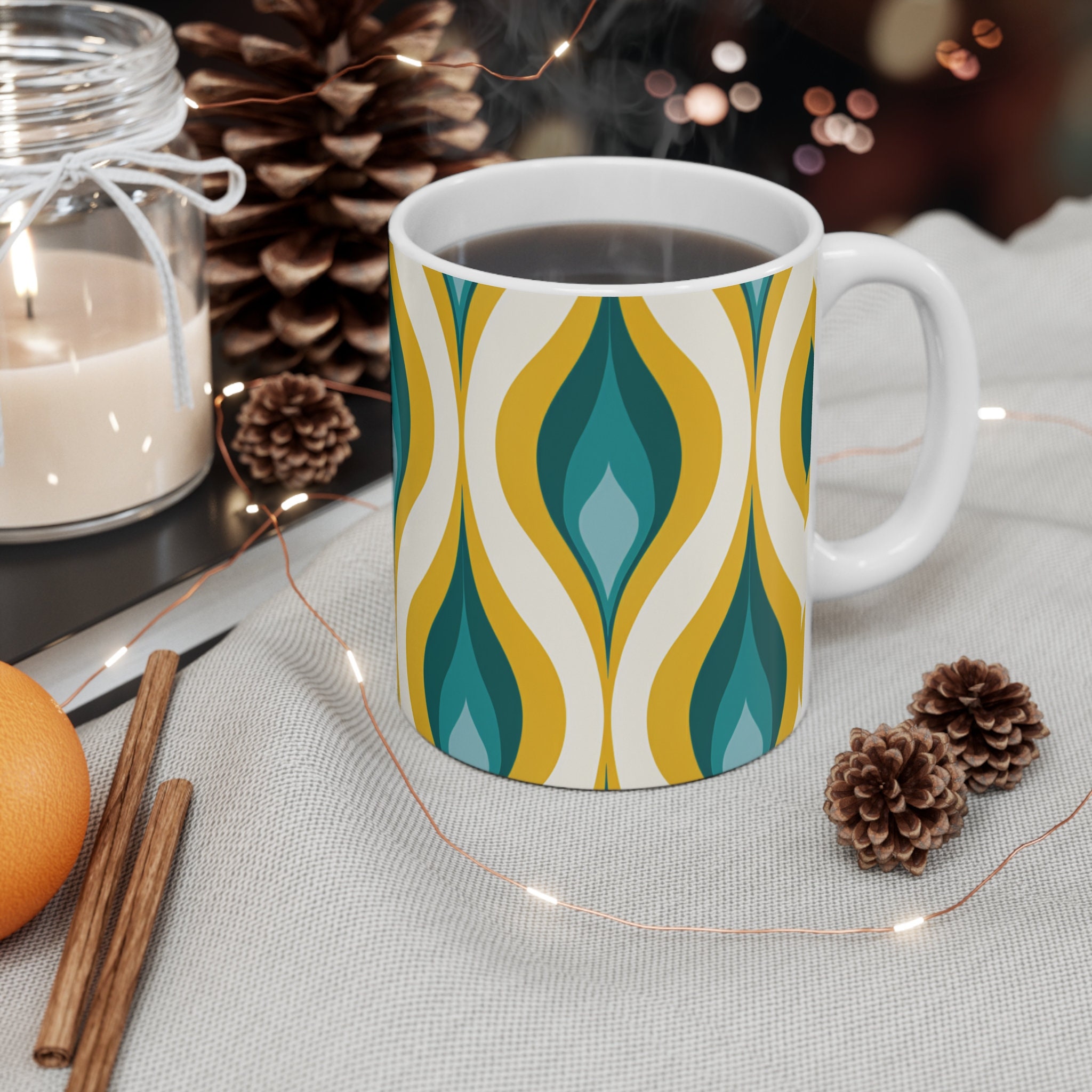 Retro Ceramic Mug, Ogee Pattern, Funky Vintage Teacup - Etsy