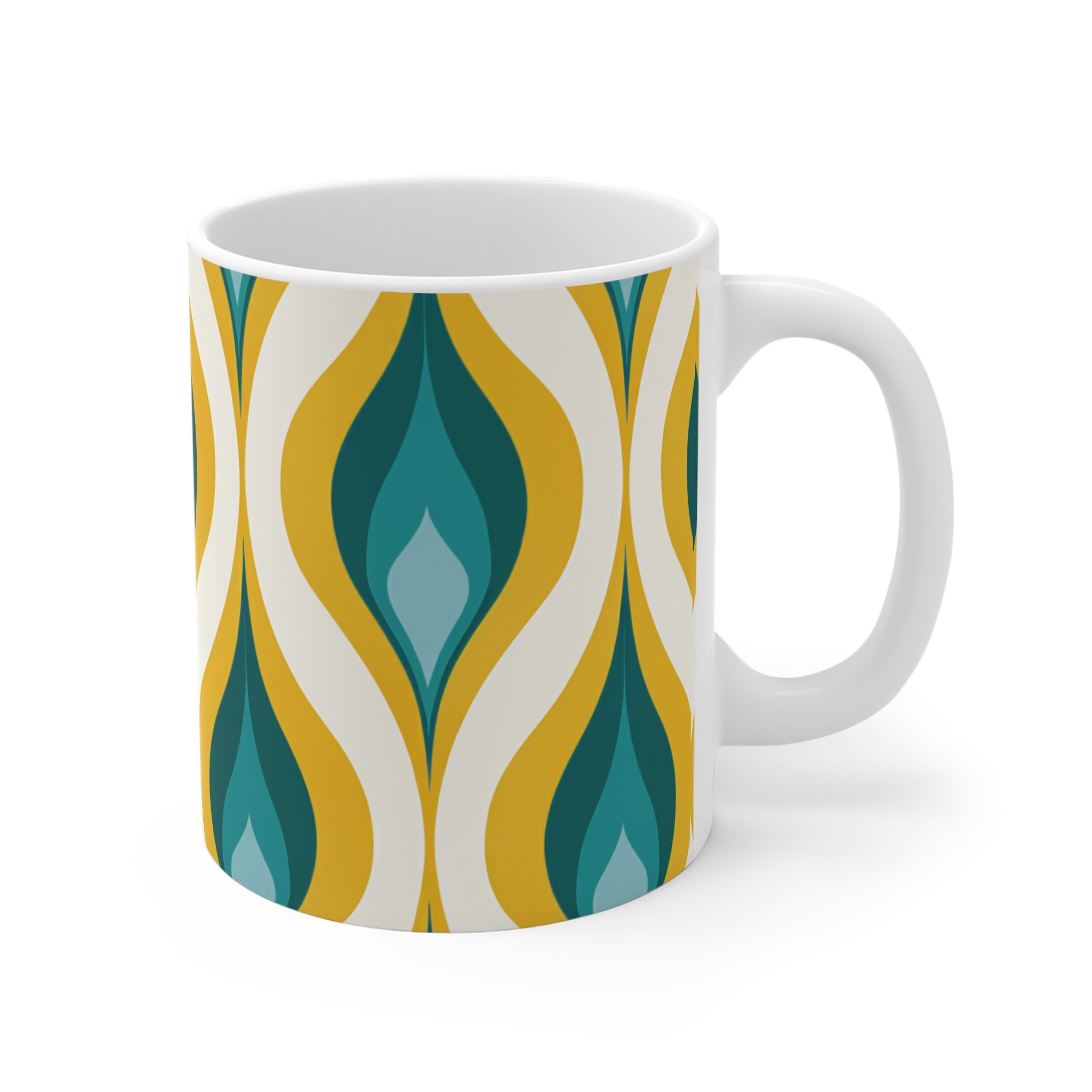 Retro Ceramic Mug, Ogee Pattern, Funky Vintage Teacup - Etsy