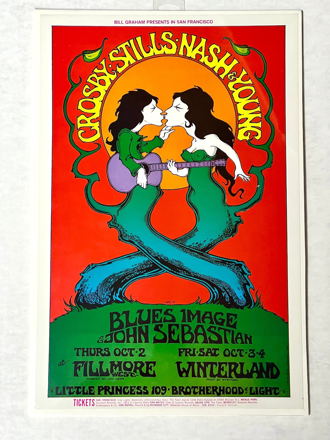 Original Concert Poster Bill Graham Presents CSNY - Etsy