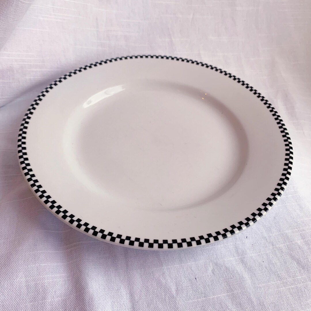 Checkered Rim Dinner Plate Set - Etsy
