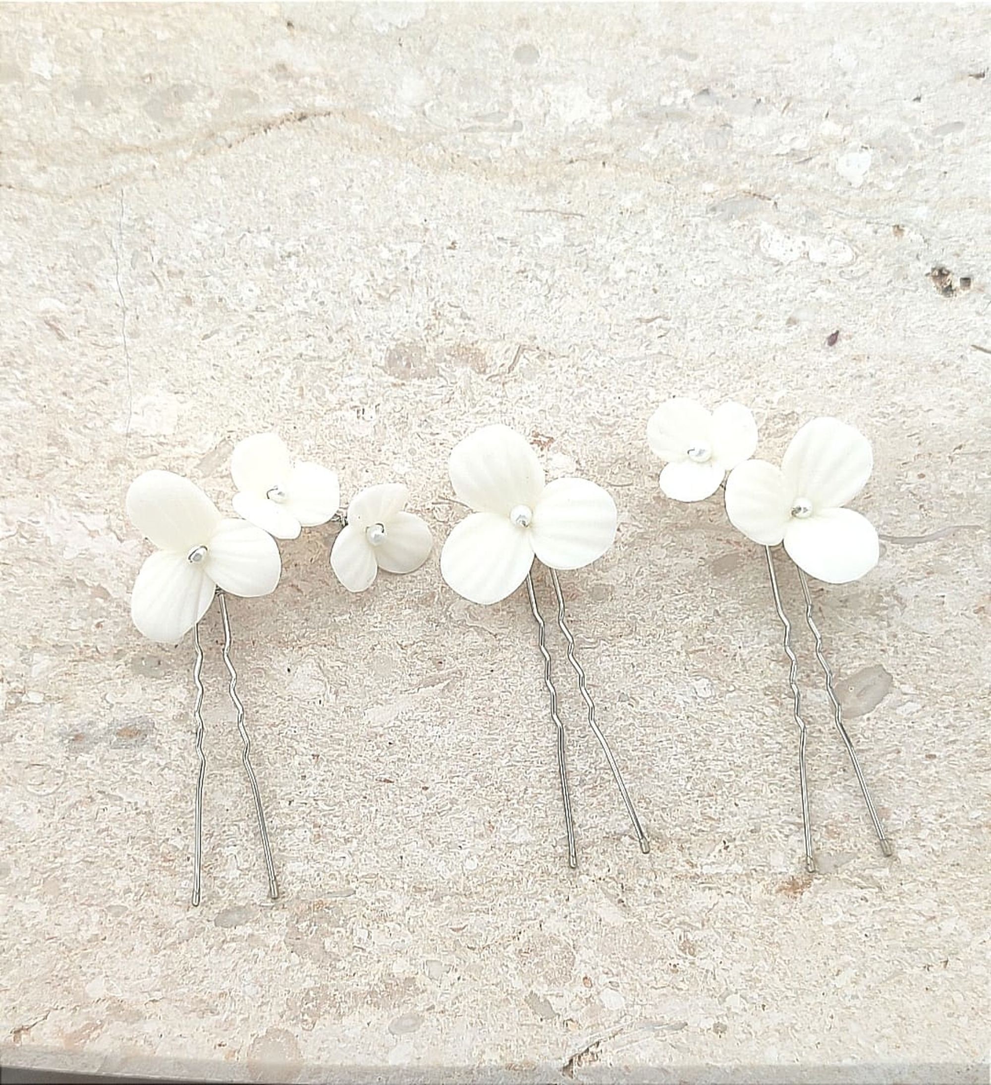 Set of 3 Wedding Hairpin Delicate Pearl and Porcelain Floral - Etsy