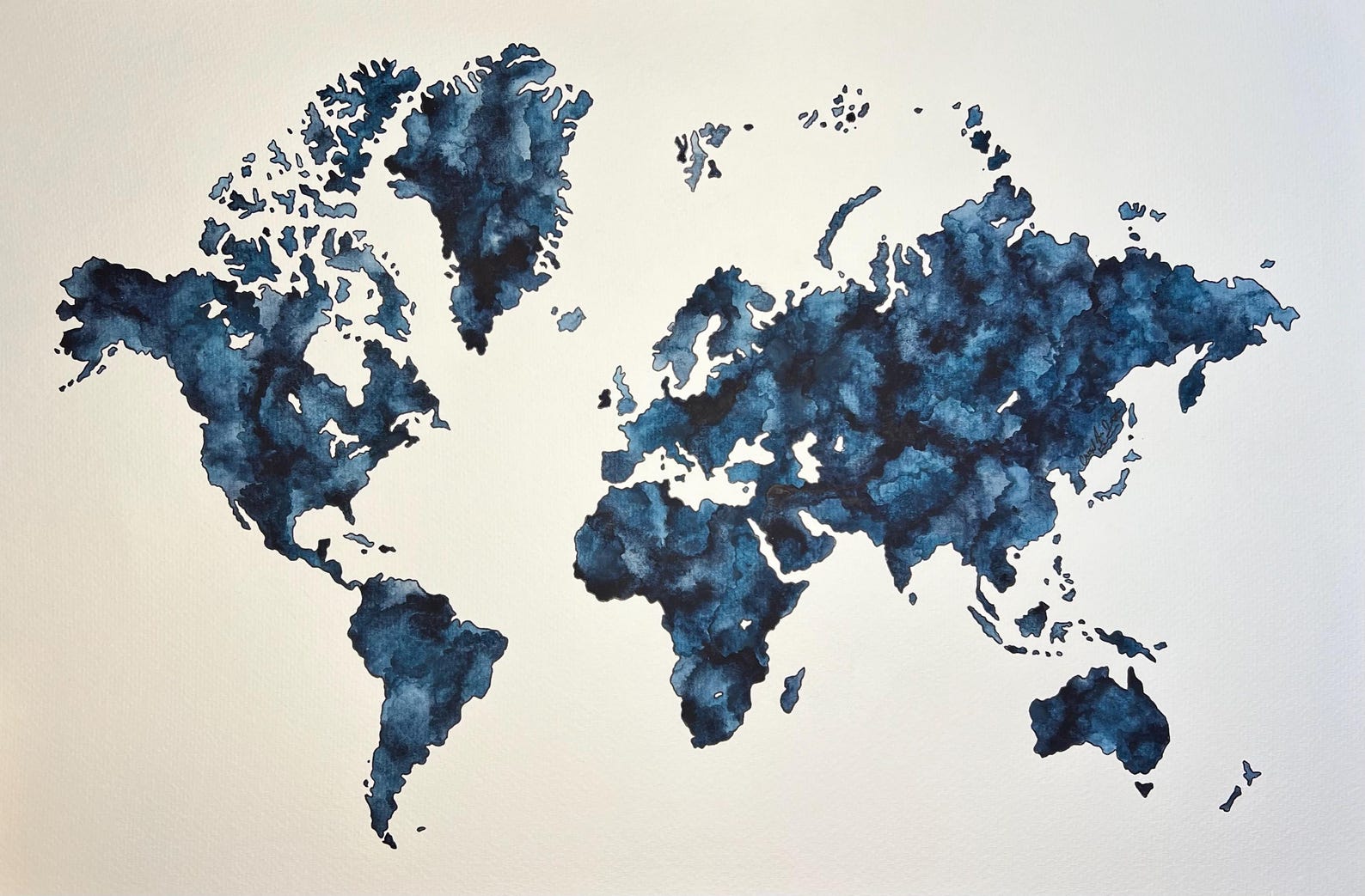 12x18 Original Watercolor World Map (NOT A PRINT) - Etsy