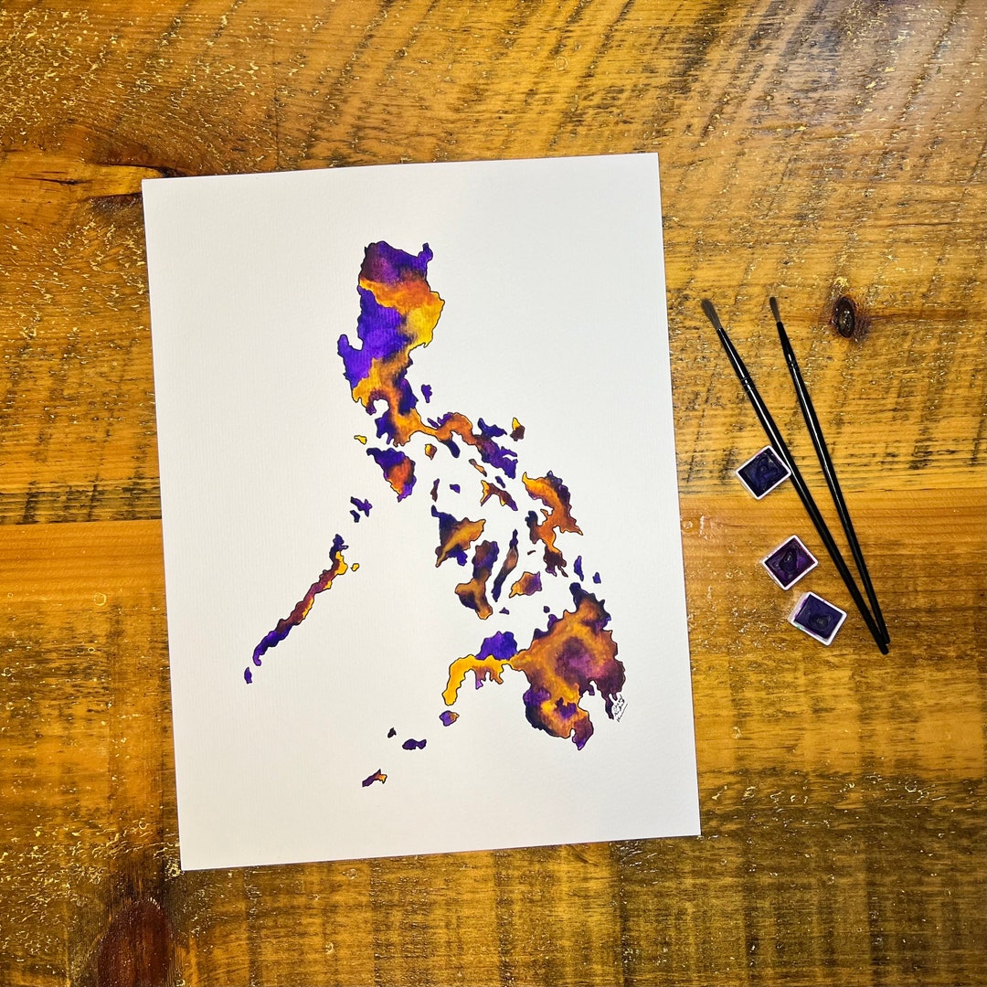 Watercolor Phillipines Map NOT A PRINT Original - Etsy