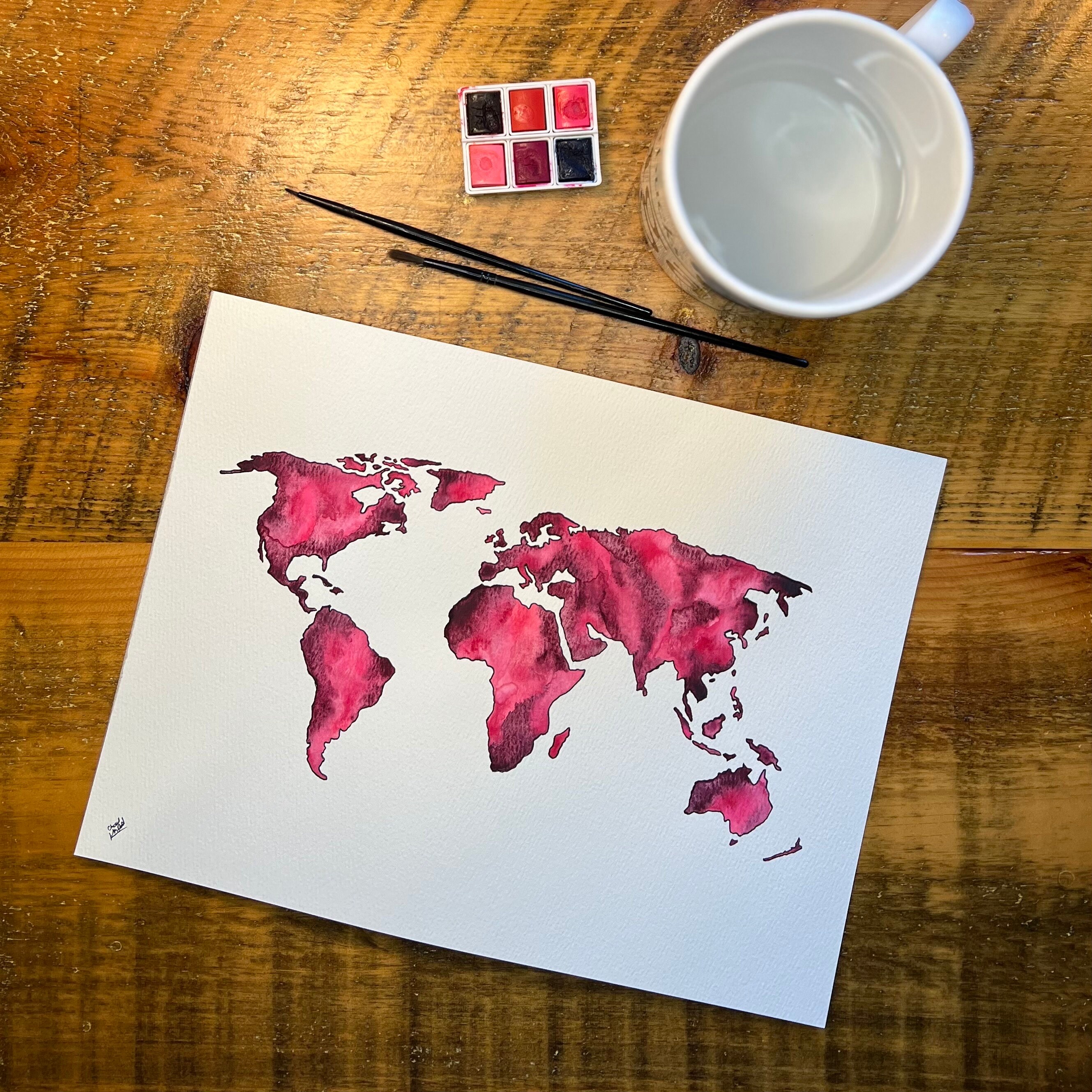 Watercolor World Map Etsy