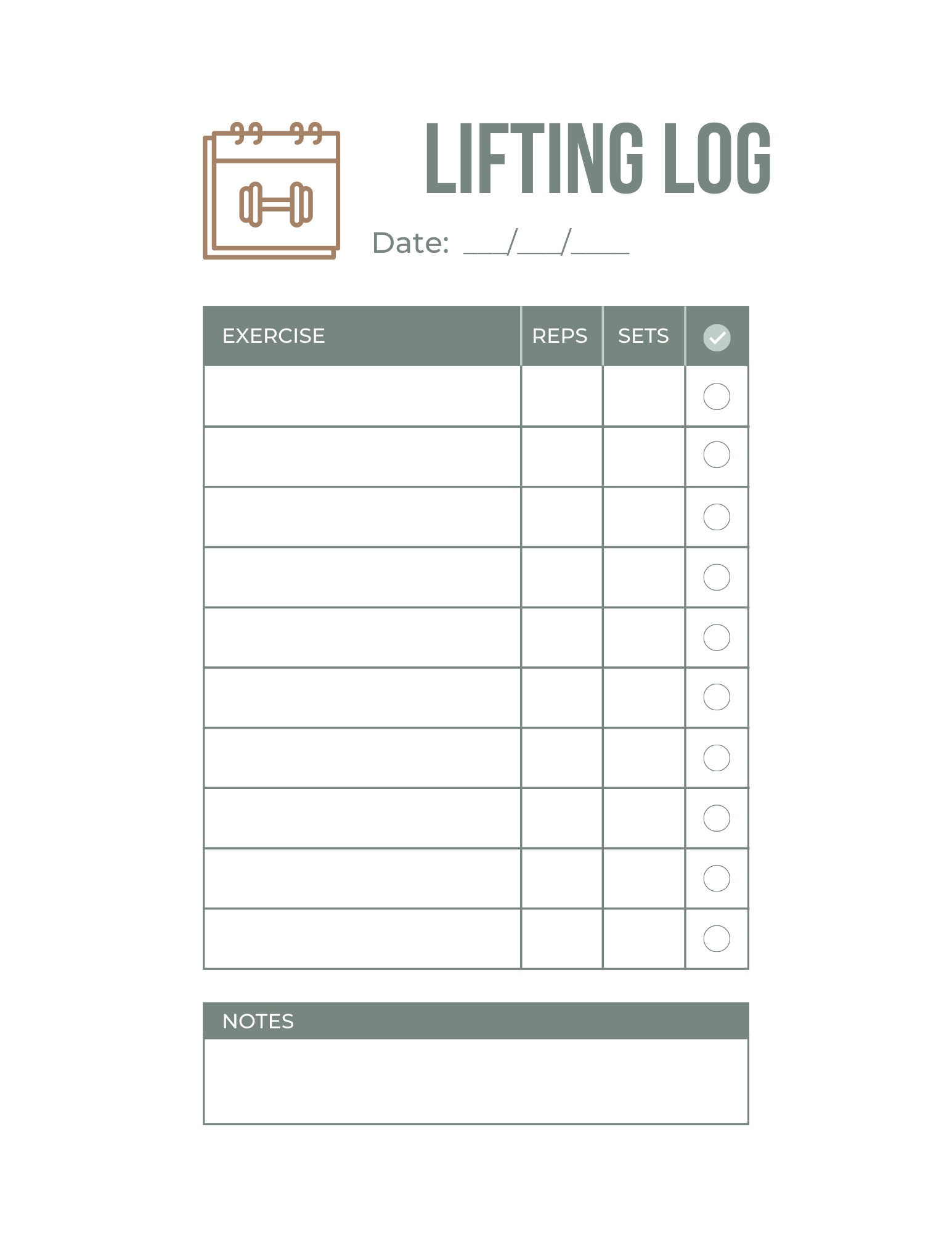 Strength Training Tracker, Lifting Log, Weight Lifting Planner ...